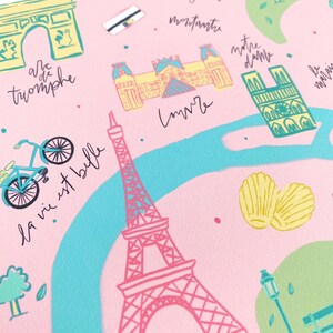 Paris Map Print Paris Art Print Pretty in Pink Paris - Etsy