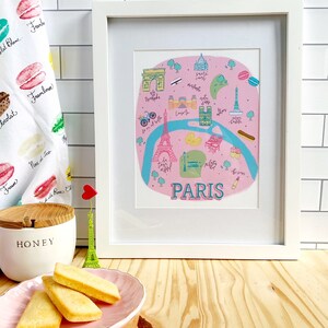 Paris Map Print Paris Art Print Pretty in Pink Paris - Etsy
