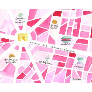 Map of Paris Dessert Watercolor Print / Cute Wall Art, Home Decorating ...
