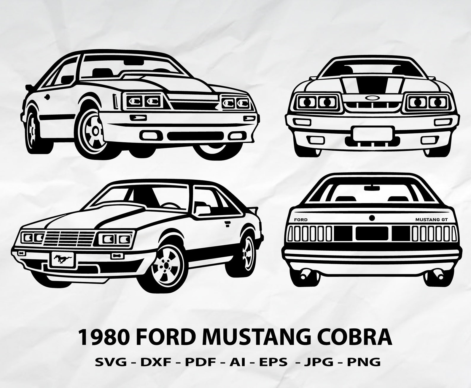 1980 Ford Mustang Cobra SVG Ford svg Car SVG Muscle car | Etsy