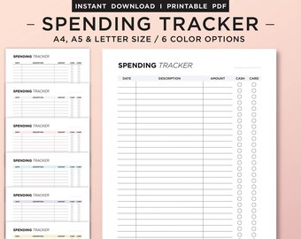 Spending Tracker Printable, Expense Tracker, Budget Template, Financial ...