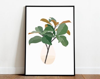 Boho Modern Plant Poster Printable Art Botanical Print | Etsy