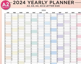 2024 Year Planner, Year Planner on 1 Page, Minimalistic Calendar ...