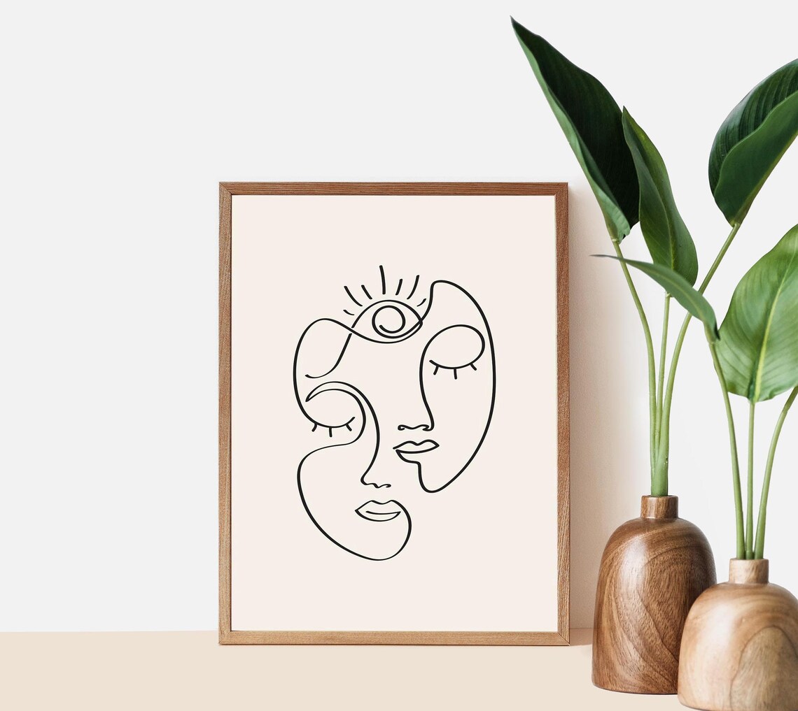Single Line Face Art Print, Minimalist Woman Line Drawing, Simple Line ...