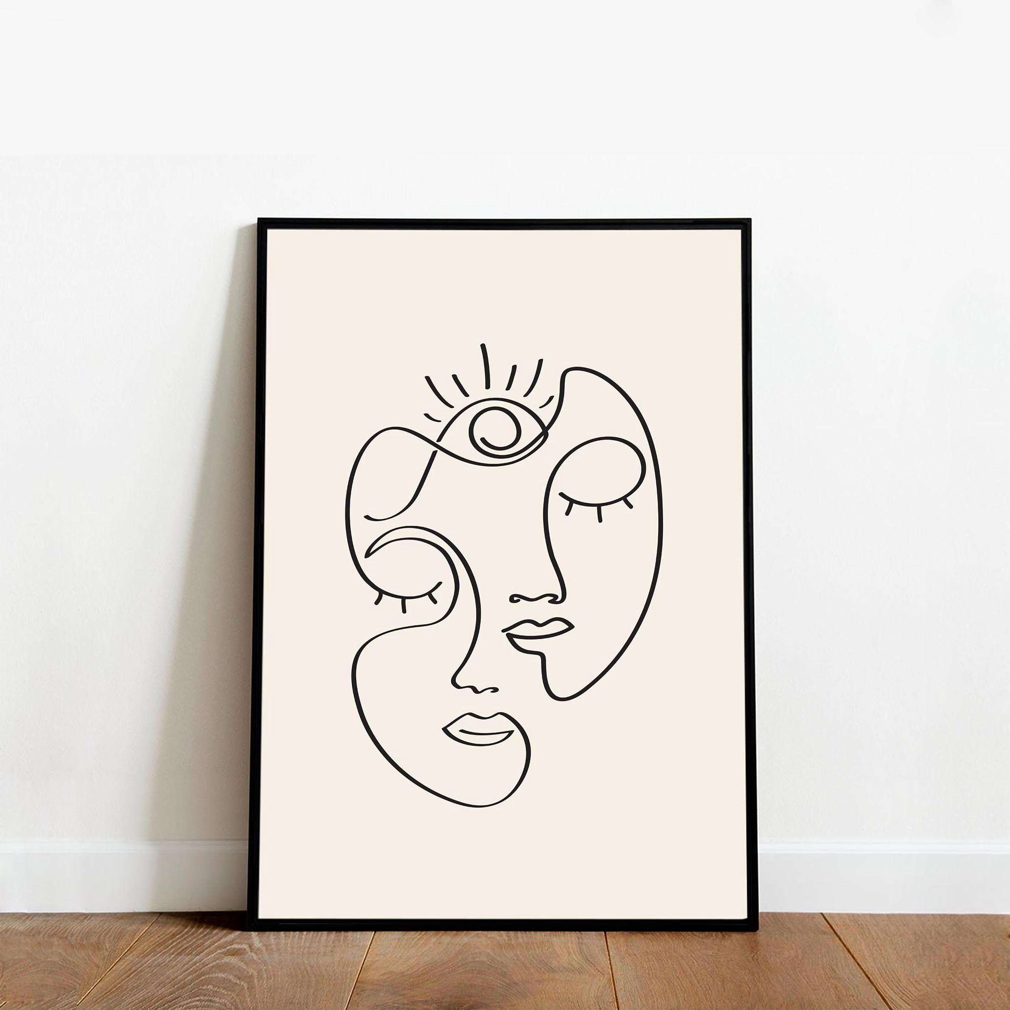 Single Line Face Art Print, Minimalist Woman Line Drawing, Simple Line ...