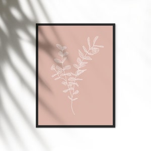 Plant Art Print Botanical Art Drawing Blush Pink Poster - Etsy