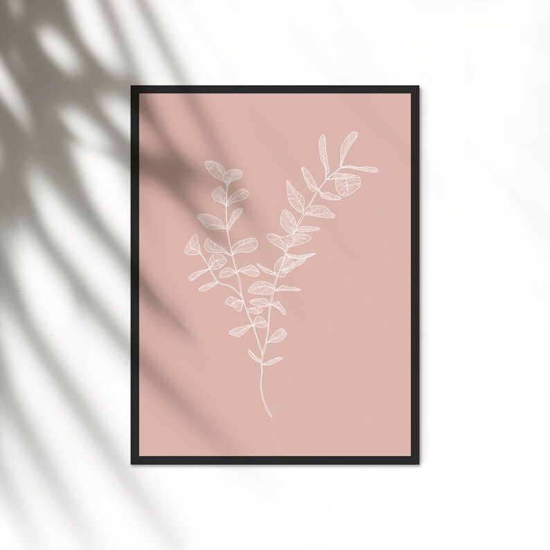 Plant Art Print Botanical Art Drawing Blush Pink Poster - Etsy