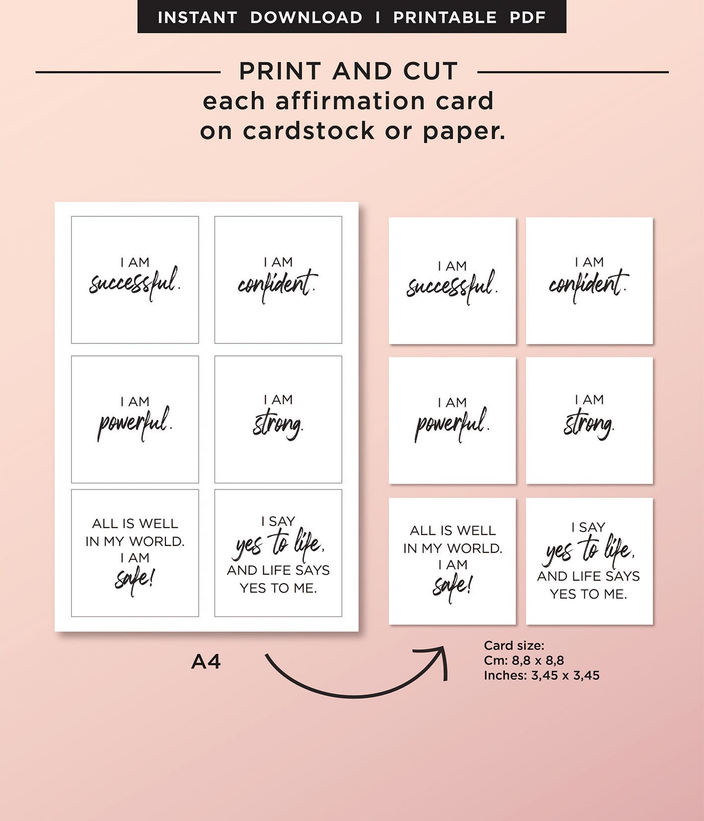 Affirmation Cards, Positive Affirmation Card, Printable Cards, Cards ...