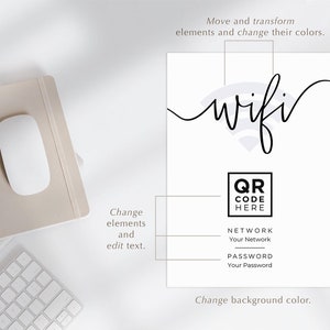 Wifi QR Code Sign Printable, Wifi Sign, Wifi Password Sign, Editable ...