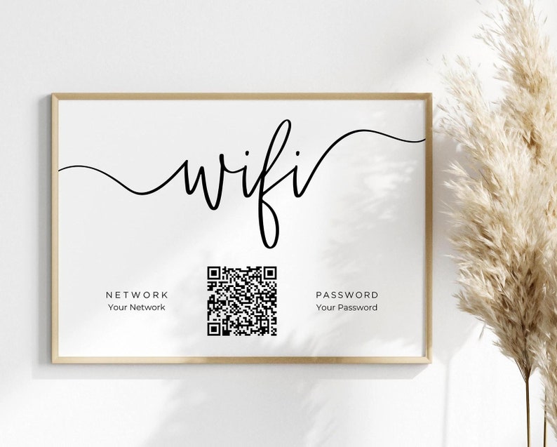 Wifi QR Code Sign Printable, Wifi Sign, Wifi Password Sign, Editable ...