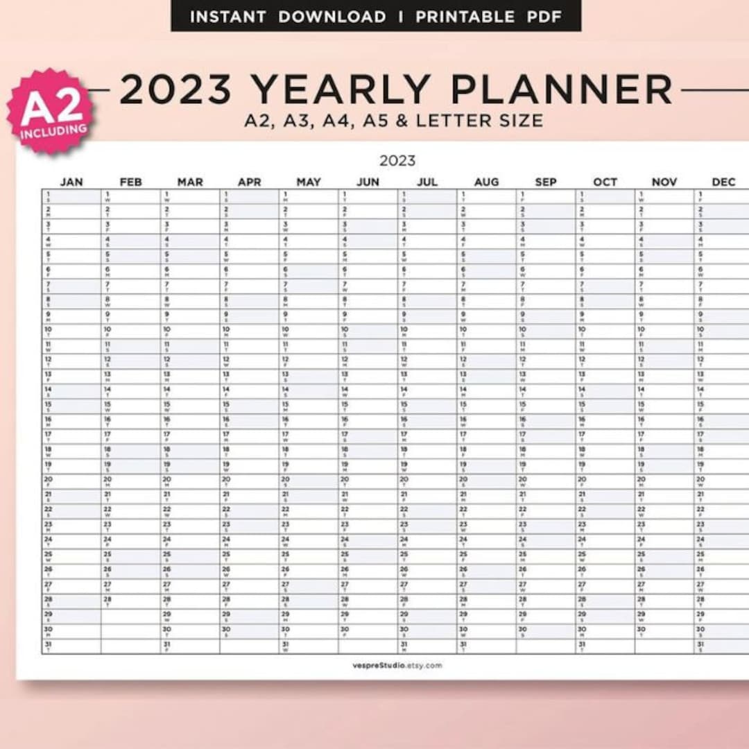 2023 Yearly Planner, Year at a Glance, Year Planner on 1 Page ...