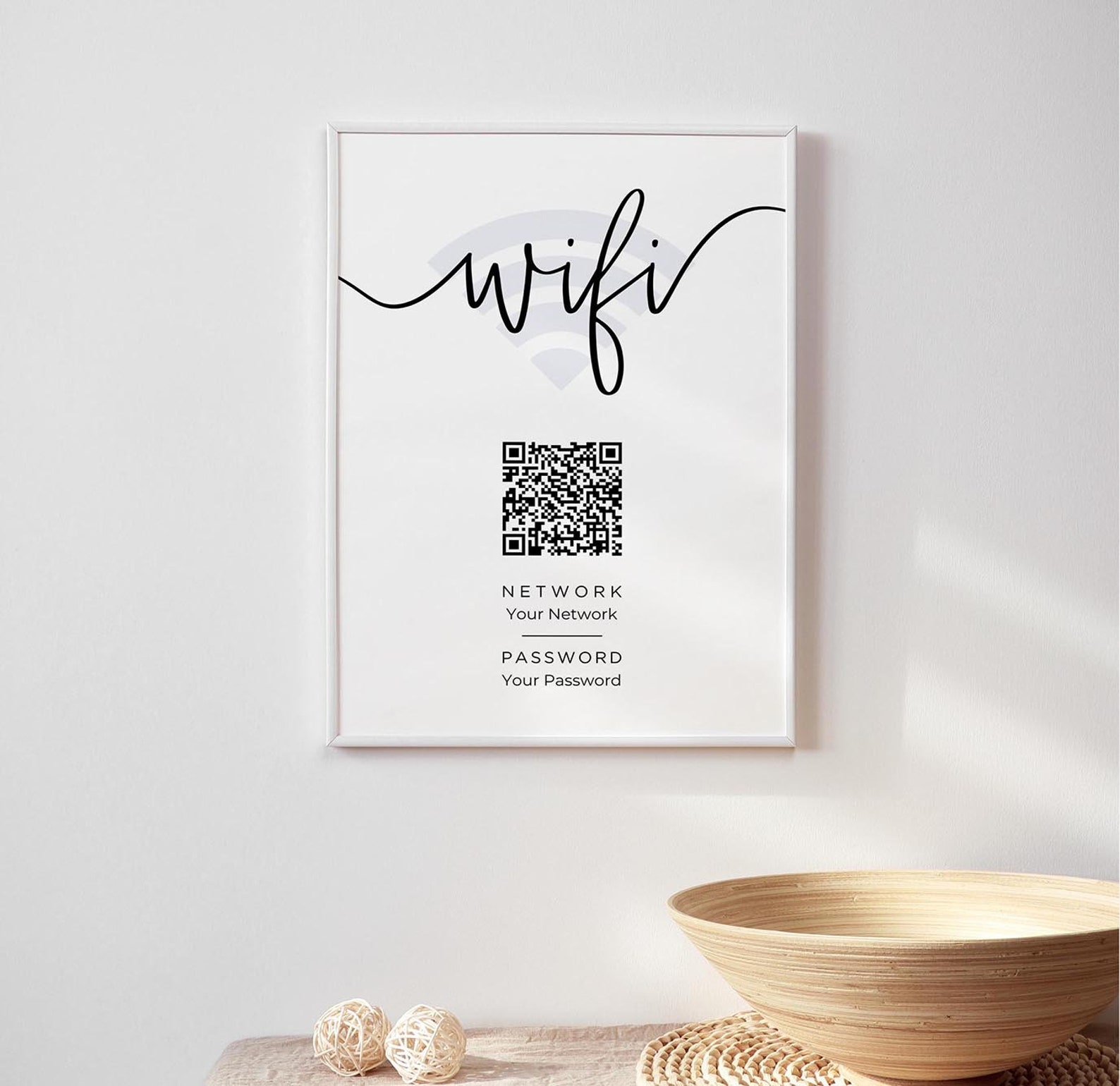 Wifi QR Code Sign Printable, Wifi Sign, Wifi Password Sign, Editable ...