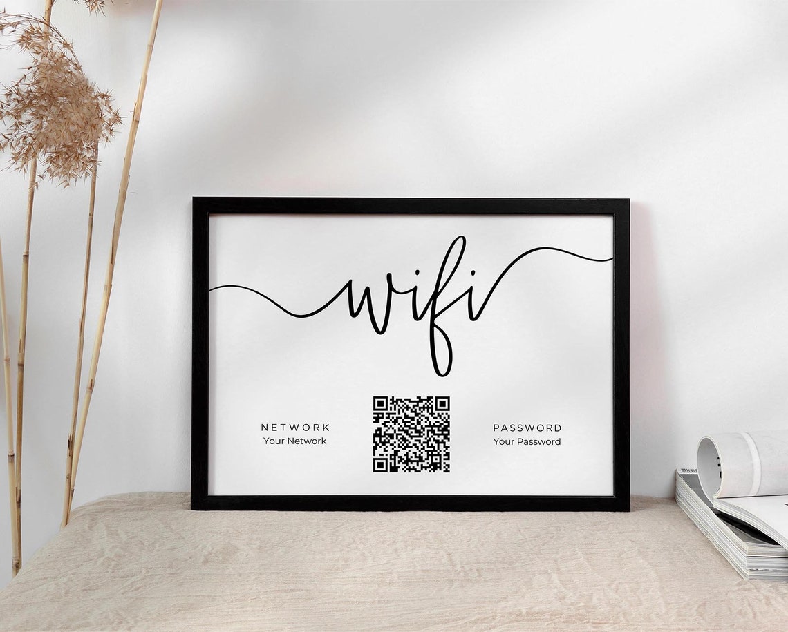 Wifi QR Code Sign Printable, Wifi Sign, Wifi Password Sign, Editable ...