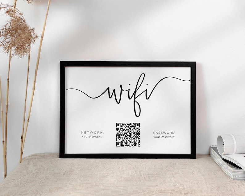 Wifi QR Code Sign Printable, Wifi Sign, Wifi Password Sign, Editable ...