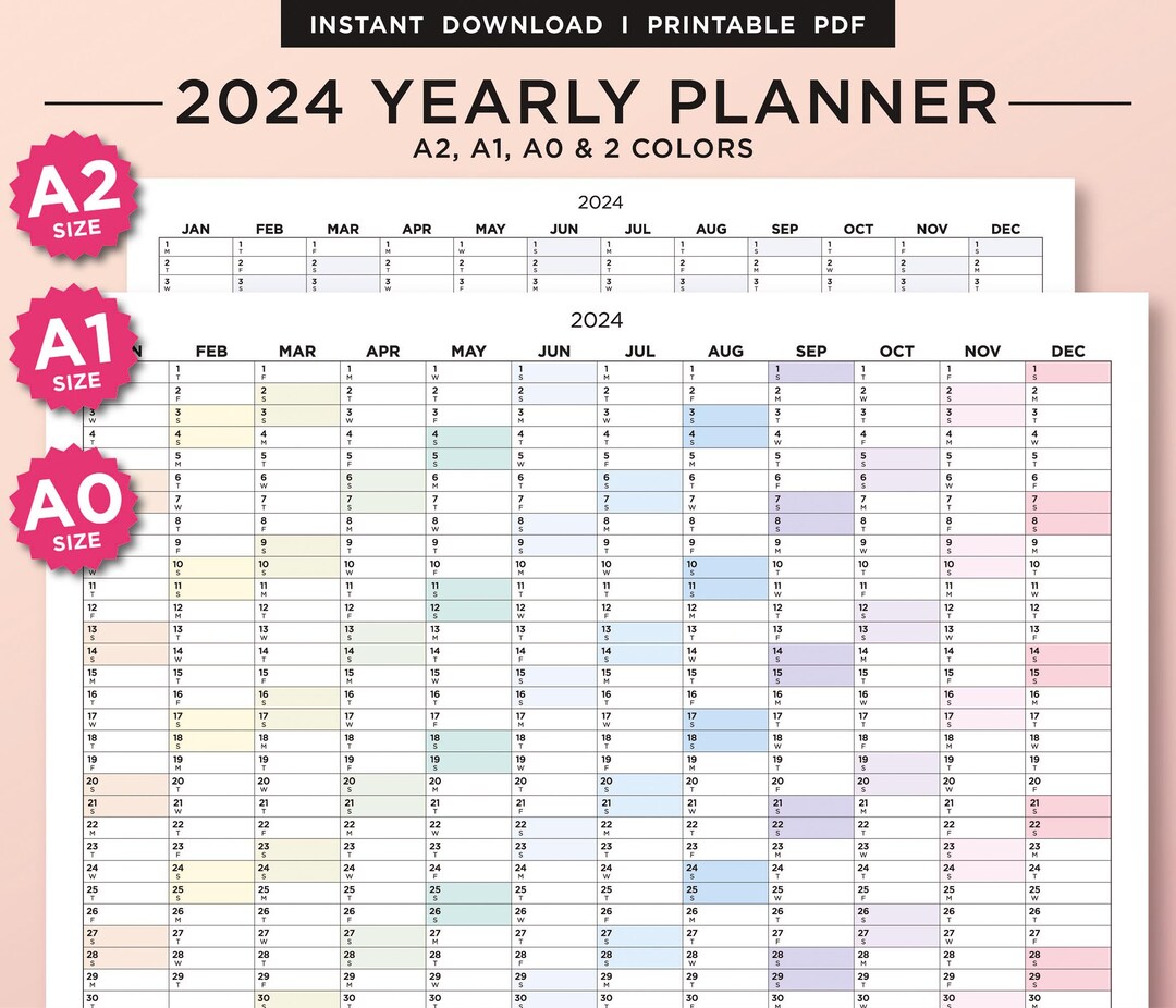 2024 Year Planner Yearly Overview Printable Year Planner on - Etsy
