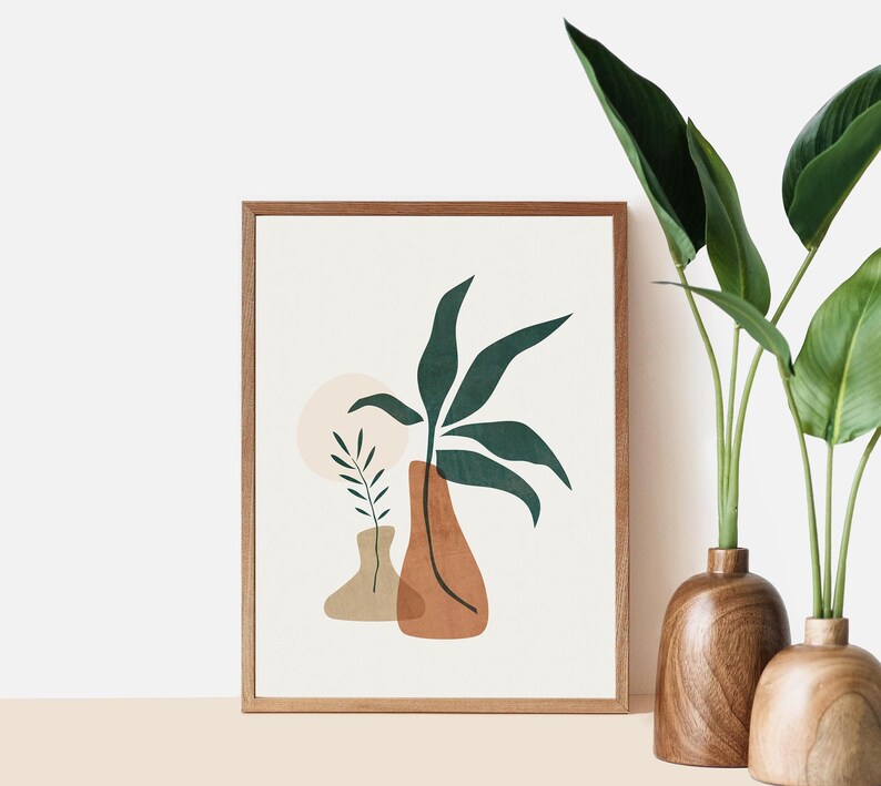 Boho Modern Plant Poster, Printable Art, Botanical Print, Abstract ...