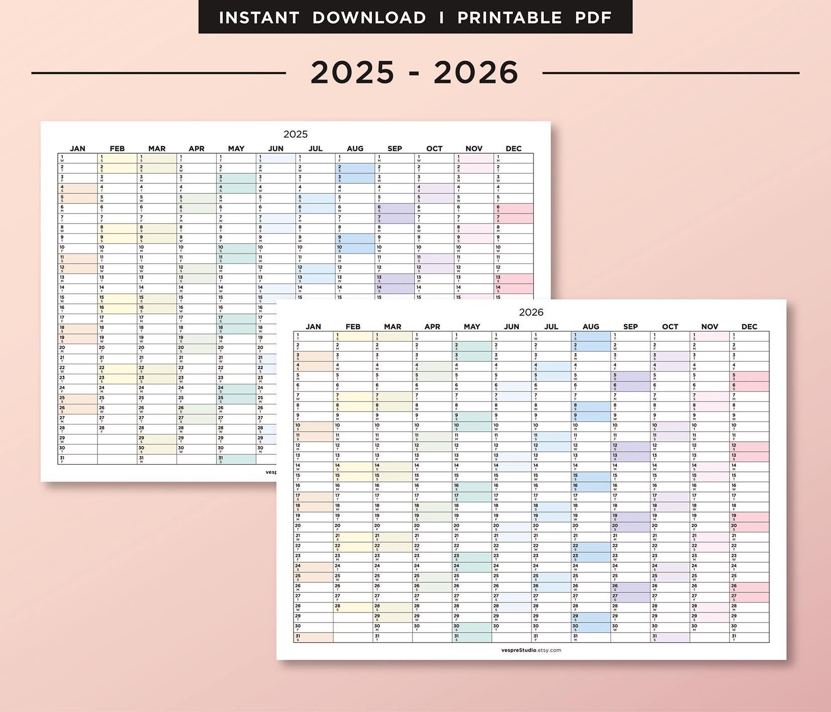 2023 to 2030 Year Planner, Yearly Overview Printable, Year Planner on 1 ...