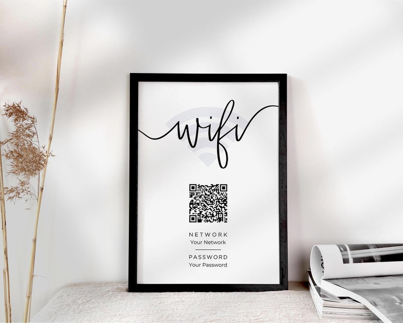 Wifi QR Code Sign Printable, Wifi Sign, Wifi Password Sign, Editable ...