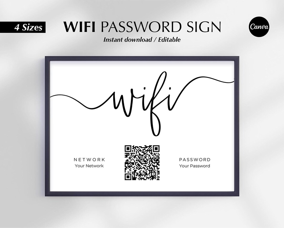 Wifi QR Code Sign Printable Wifi Sign Wifi Password Sign - Etsy