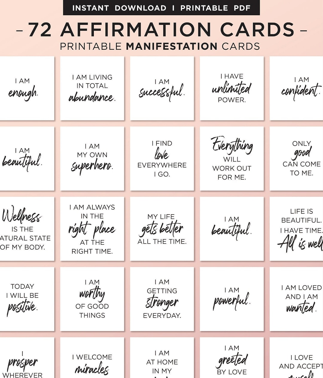 Affirmation Cards Positive Affirmation Card Printable Cards - Etsy