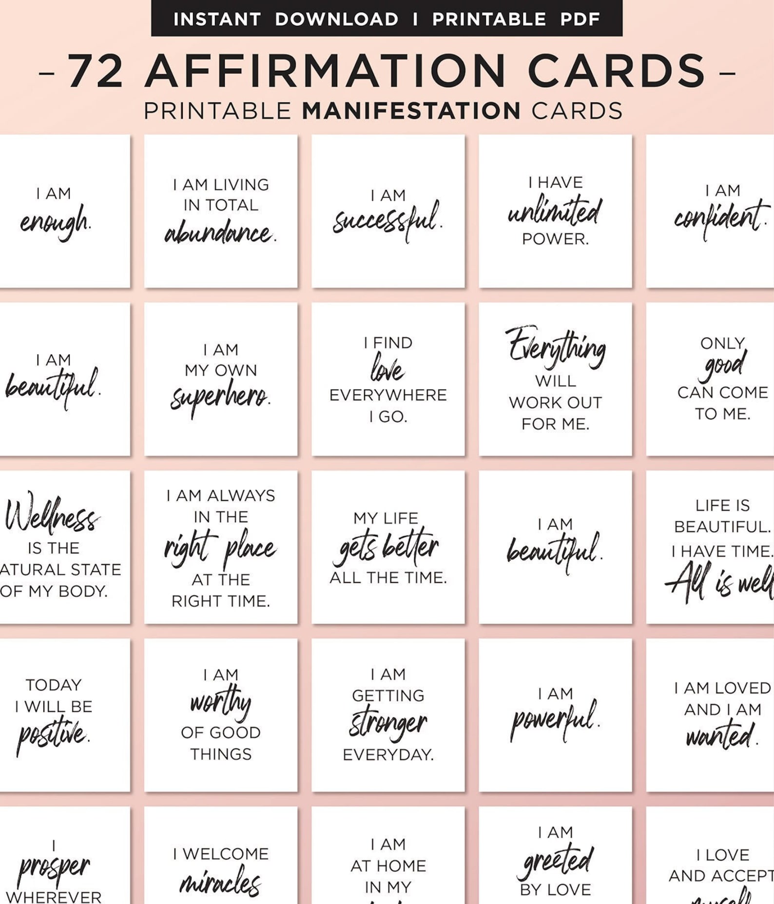 Affirmation Cards Positive Affirmation Card Printable Cards - Etsy