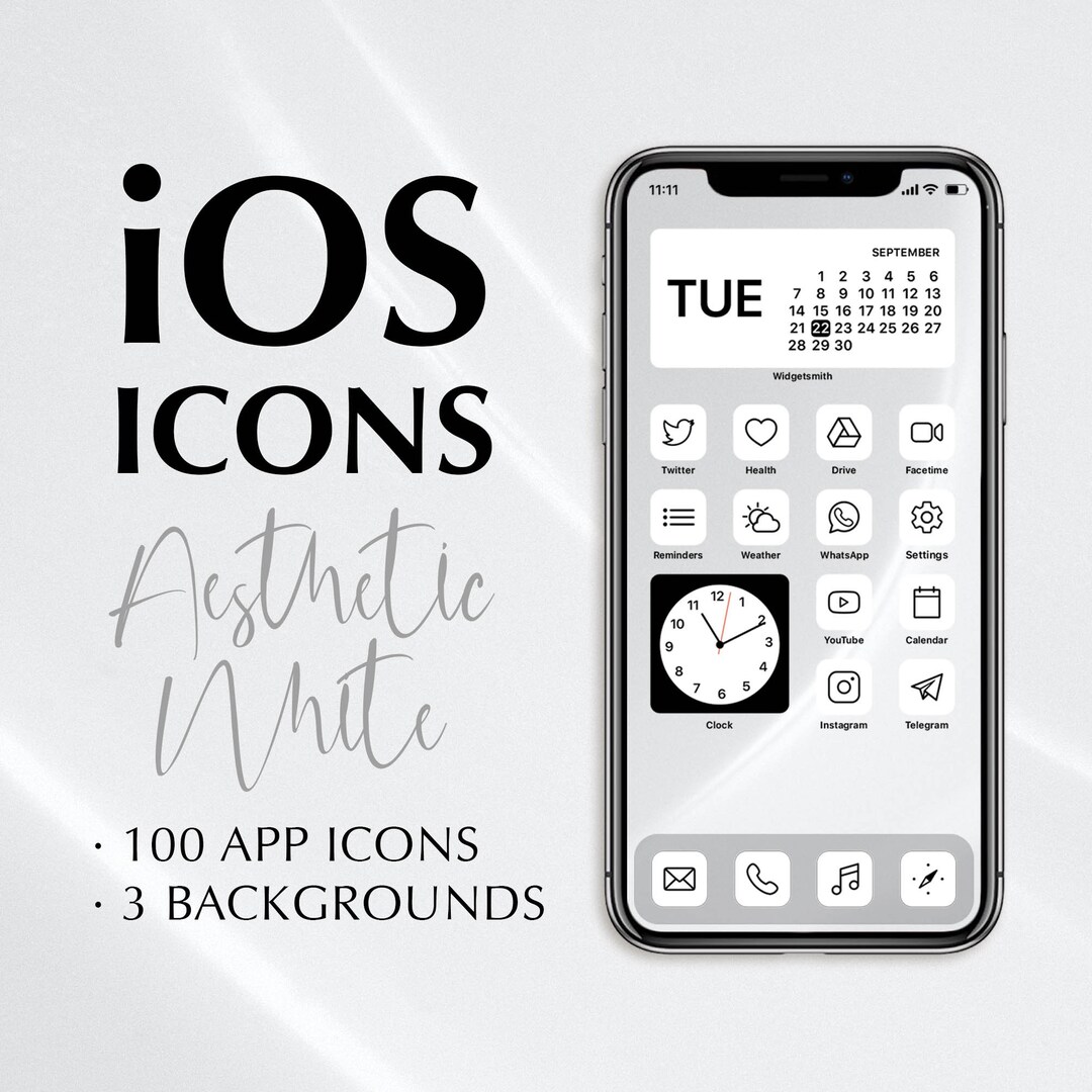 White Minimalist Ios App Icon Pack (digital Download) - Etsy