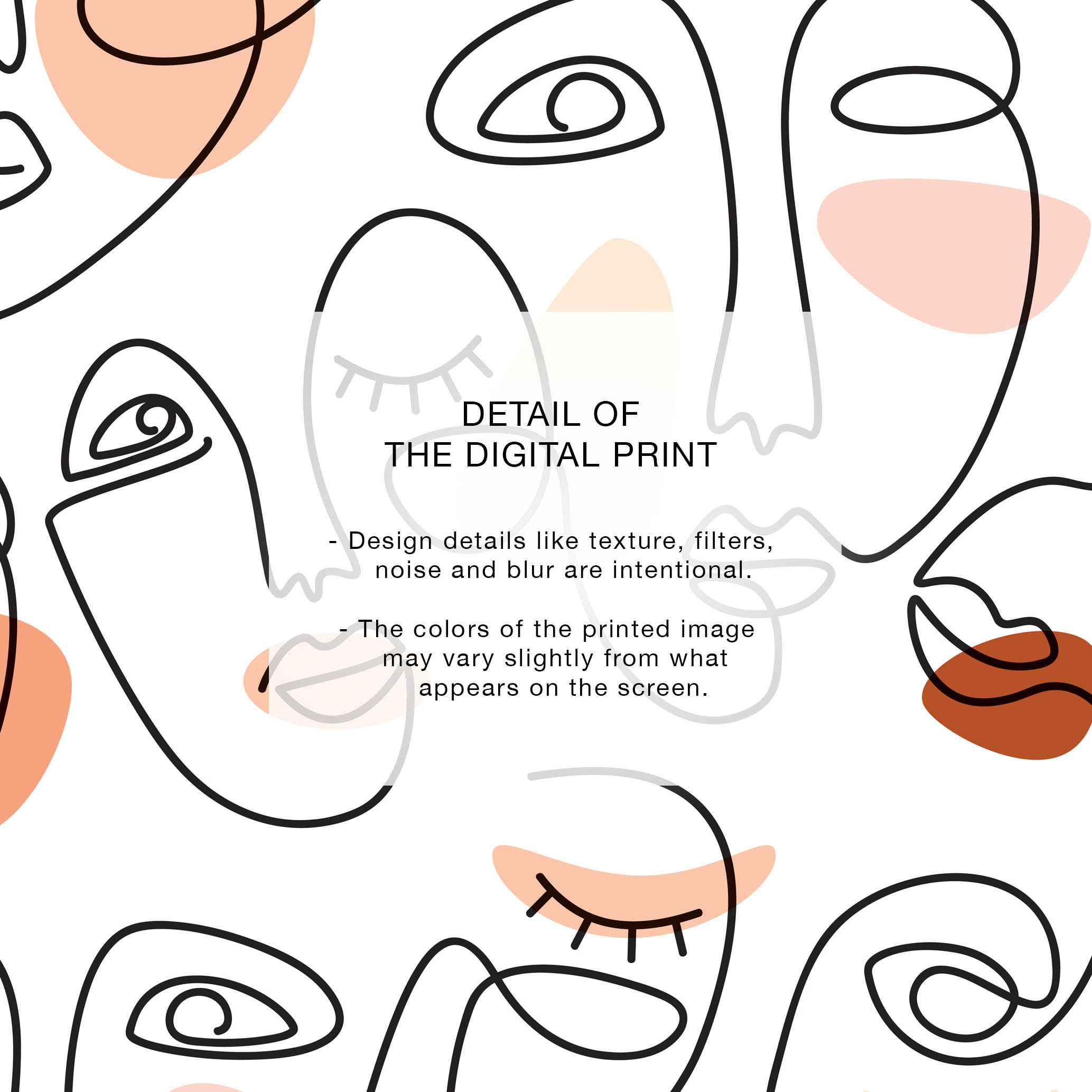 Faces Pattern Art Print Abstract Faces Line Art Print Boho - Etsy España