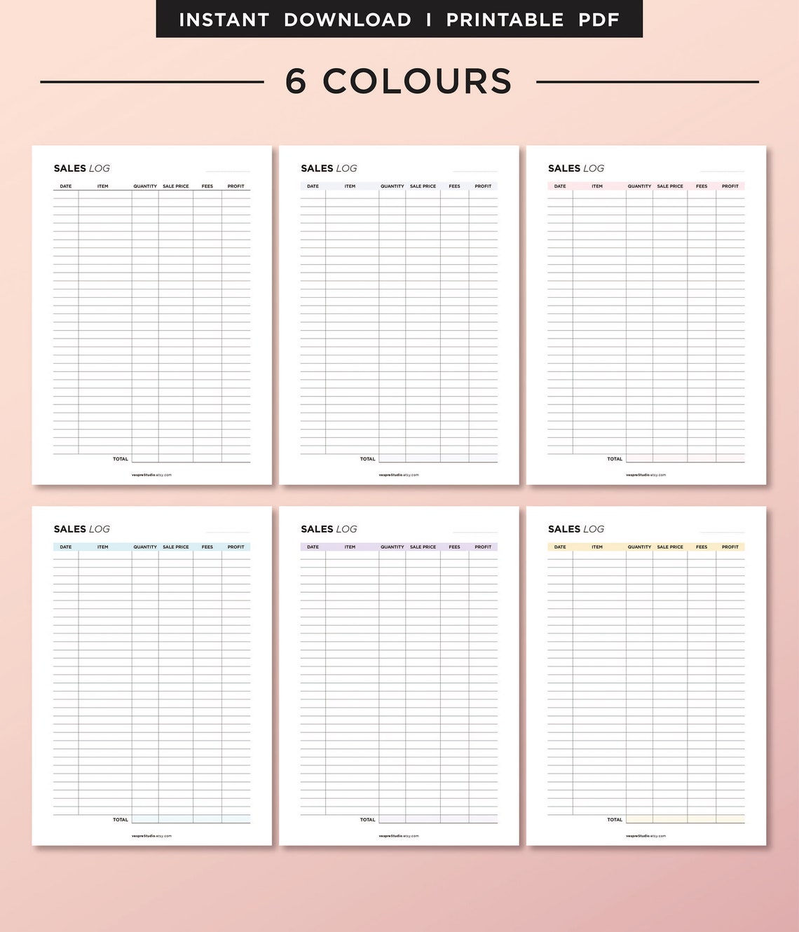Sales Log Printable, Sales Tracker, Order Tracker, Sale Profits Tracker ...