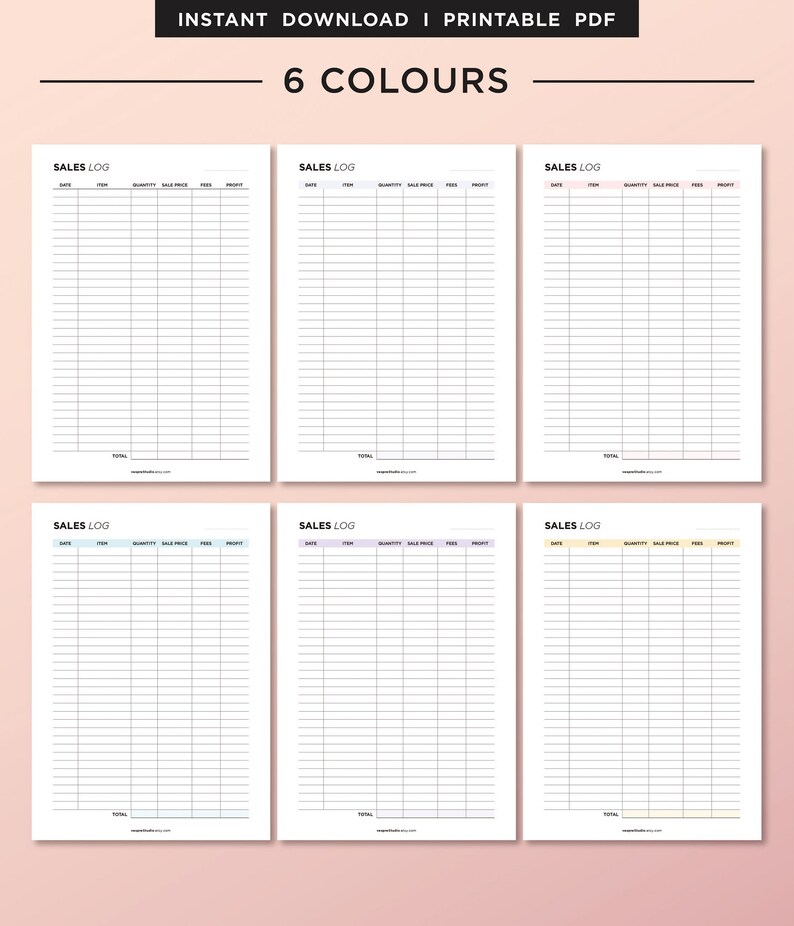 Sales Log Printable, Sales Tracker, Order Tracker, Sale Profits Tracker ...