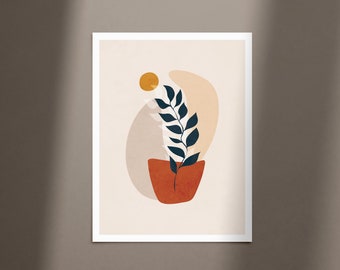 Boho Modern Plant Poster Printable Art Botanical Print | Etsy