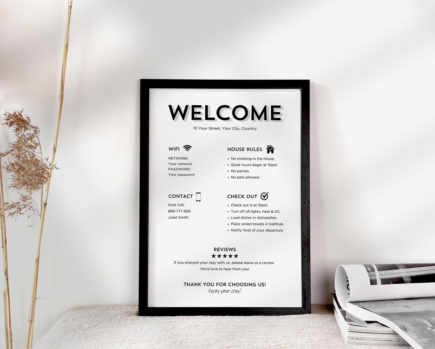 Welcome Sign for Airbnb, Guest Arrival Poster, VRBO Host Template ...