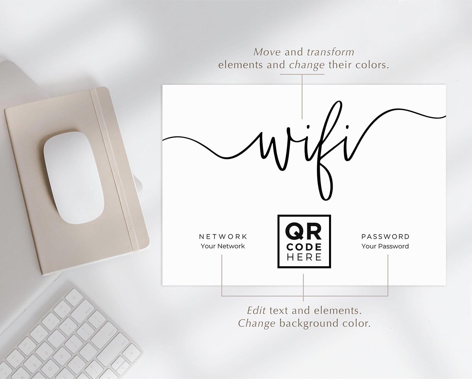 Wifi QR Code Sign Printable, Wifi Sign, Wifi Password Sign, Editable ...