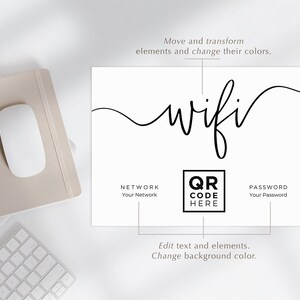 Wifi QR Code Sign Printable, Wifi Sign, Wifi Password Sign, Editable ...