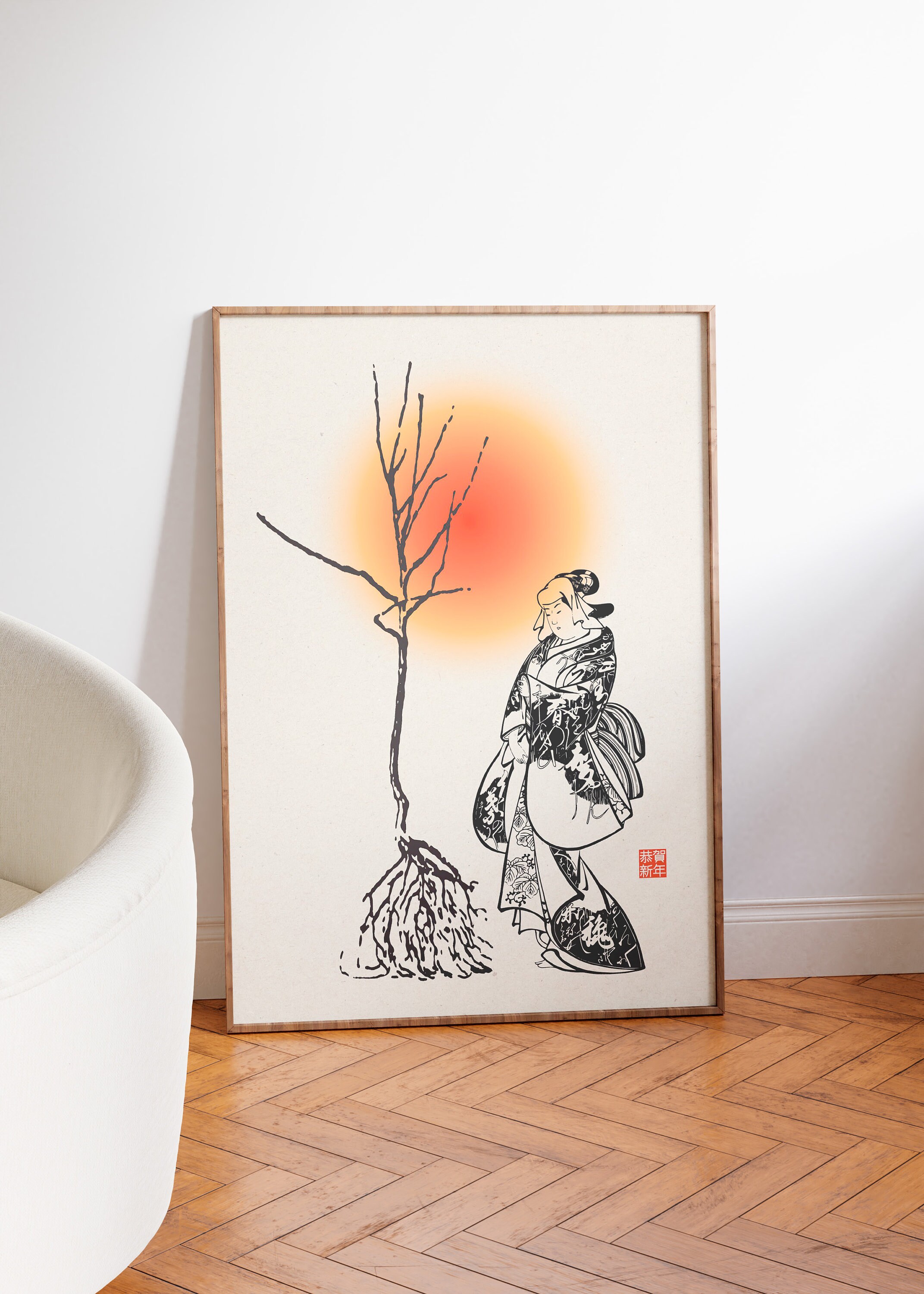 Japandi Wall Art for Living Room Set of 3 Digital Vintage Japanese ...