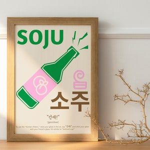 Korean Poster, Korean Soju, Kitchen Wall Decor, Soju Poster, Coffee Bar ...