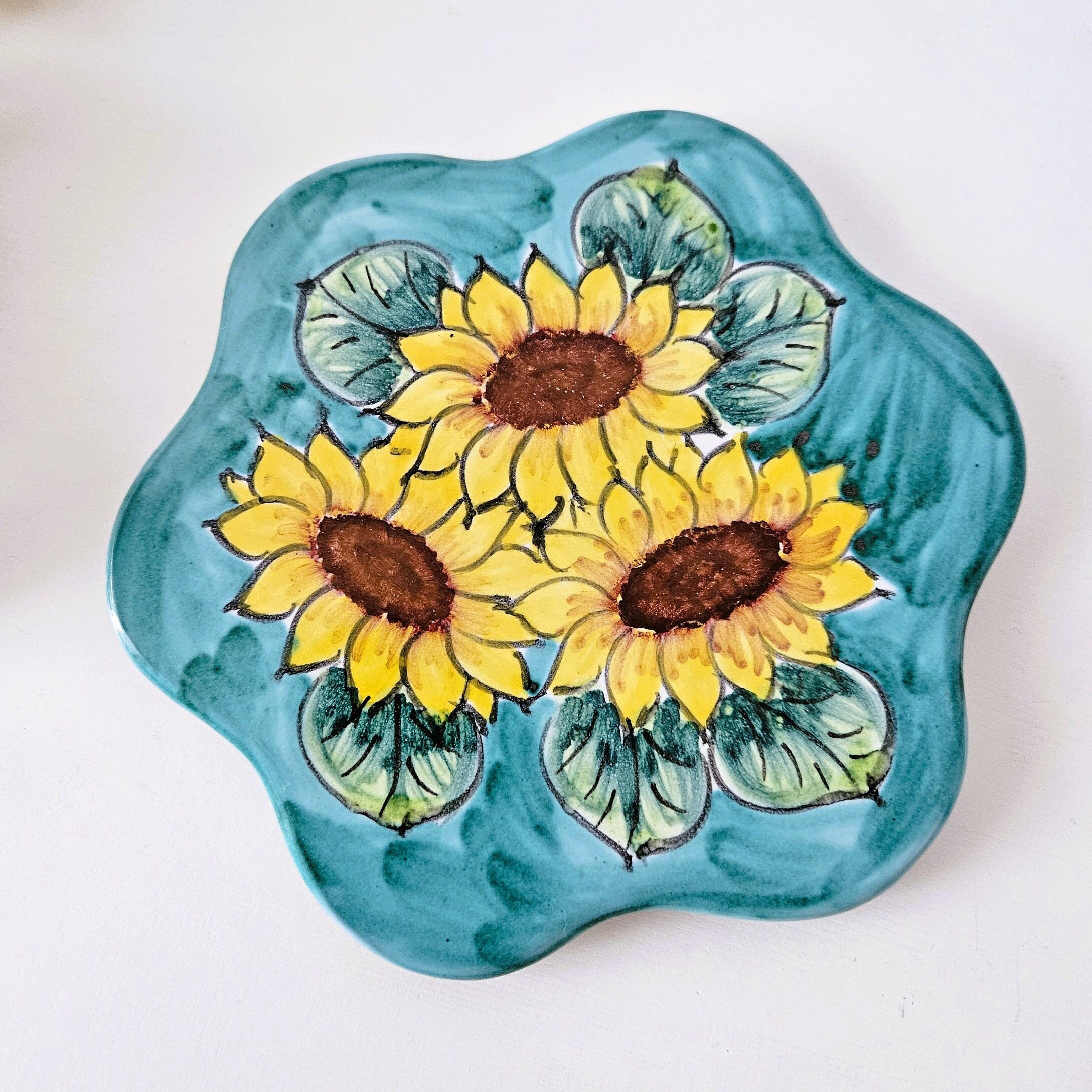 Hand Painted Italian Ceramic Pot Holder: Vietri Sul Mare Sunflower ...