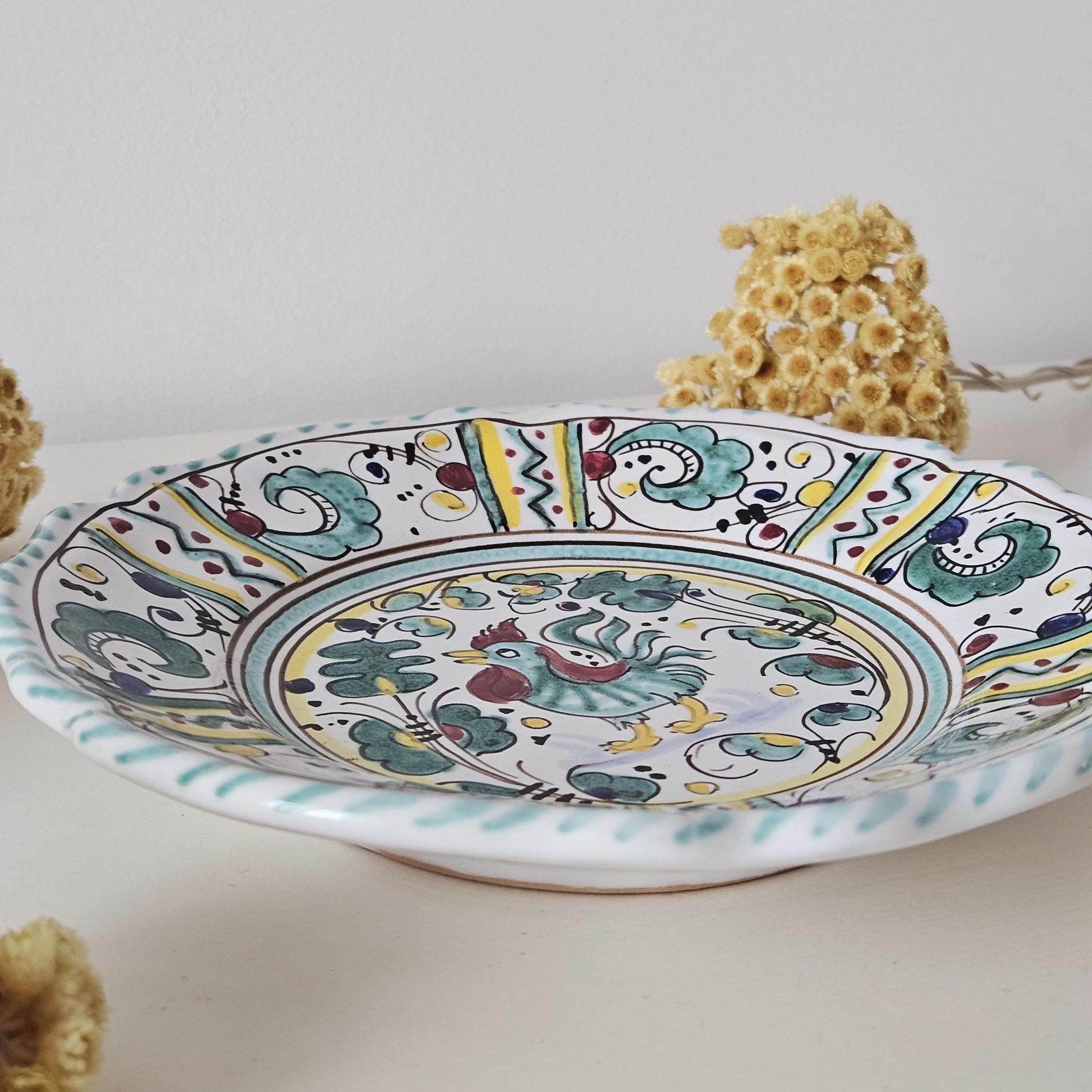 Vintage Deruta Italy Plate, Green Rooster Collection, Handpainted ...