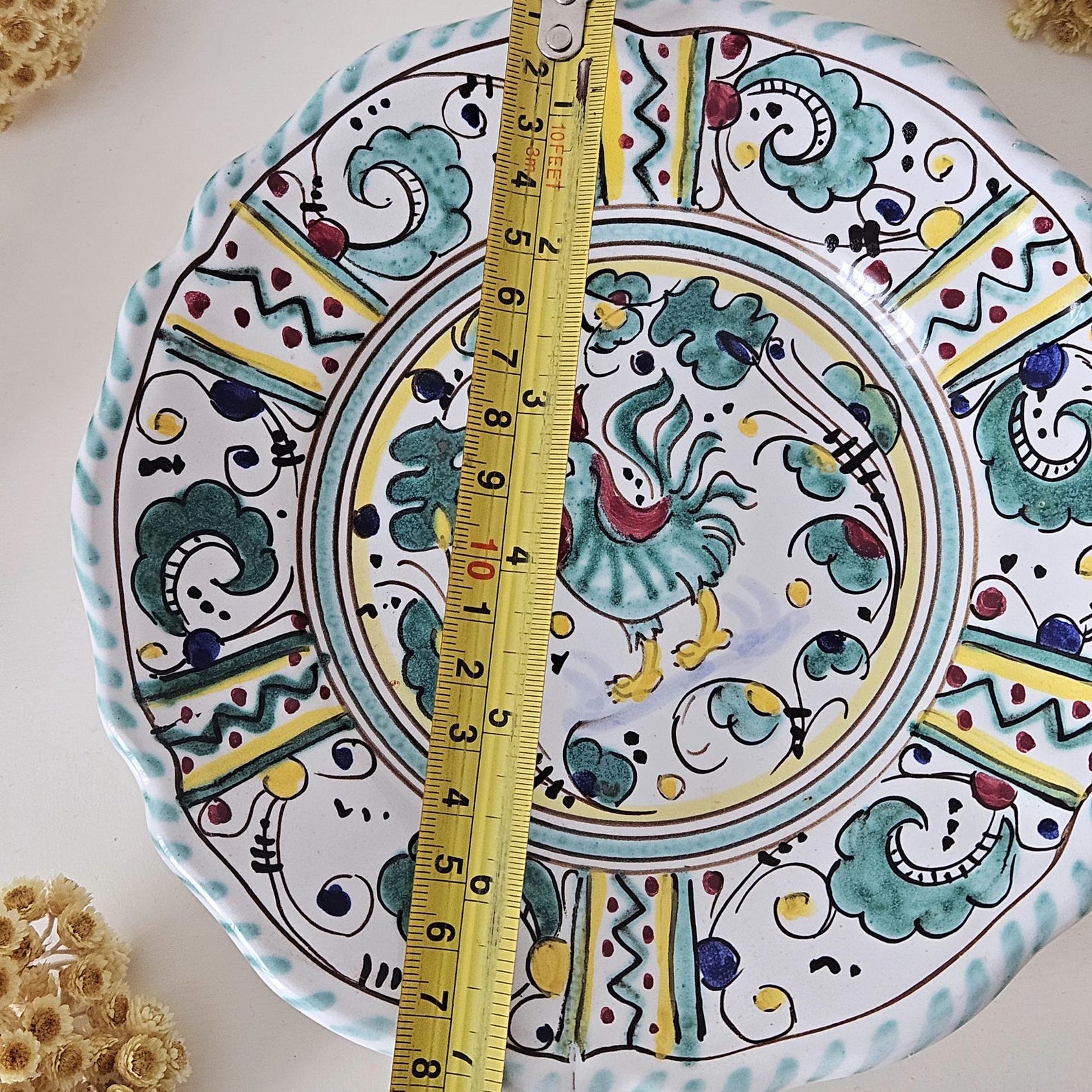Vintage Deruta Italy Plate, Green Rooster Collection, Handpainted ...