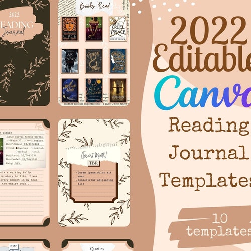 2022 Editable Canva Reading Journal Template Editable - Etsy