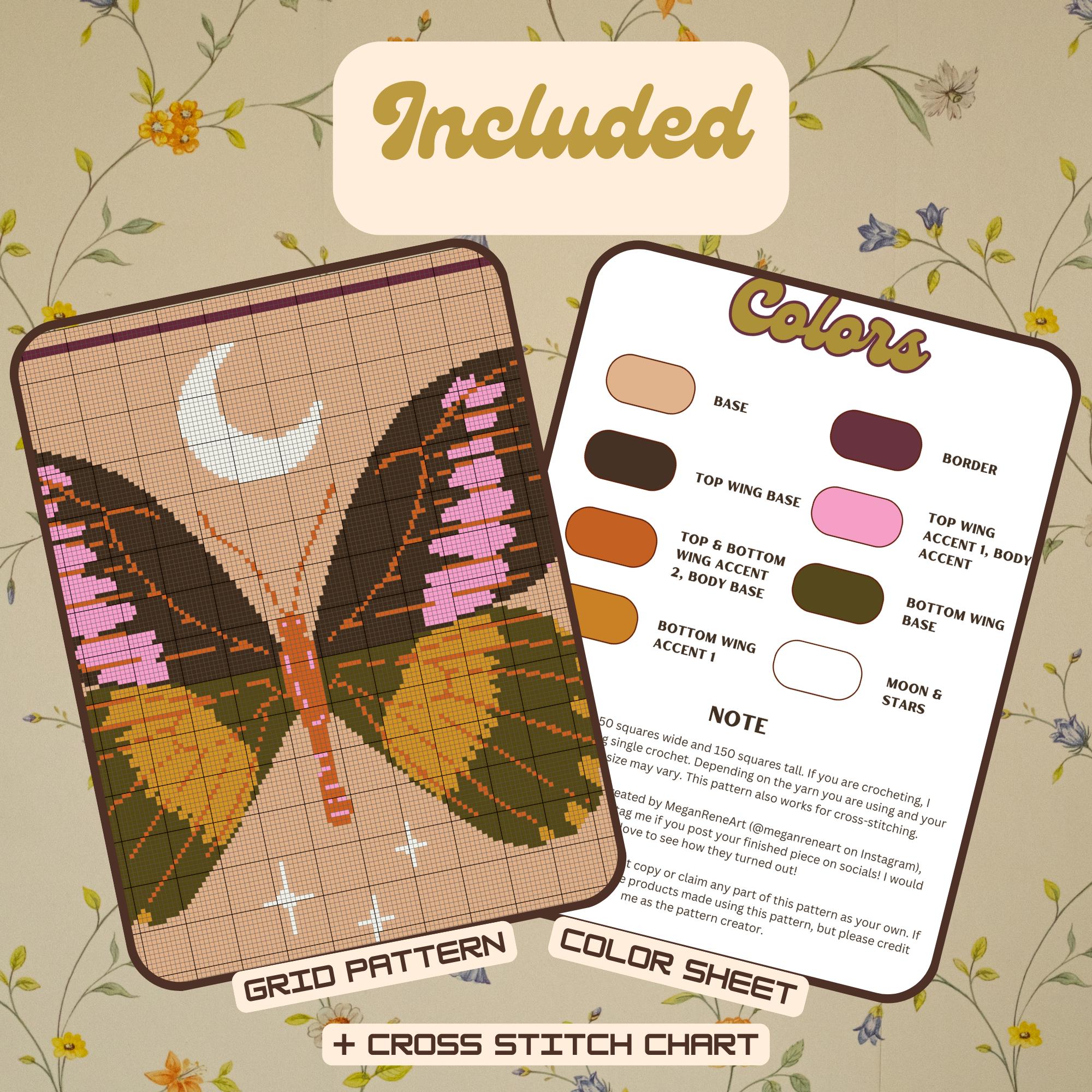 Moon Moth Grid Pattern for Tapestry Crochet or Cross Stitch - Etsy