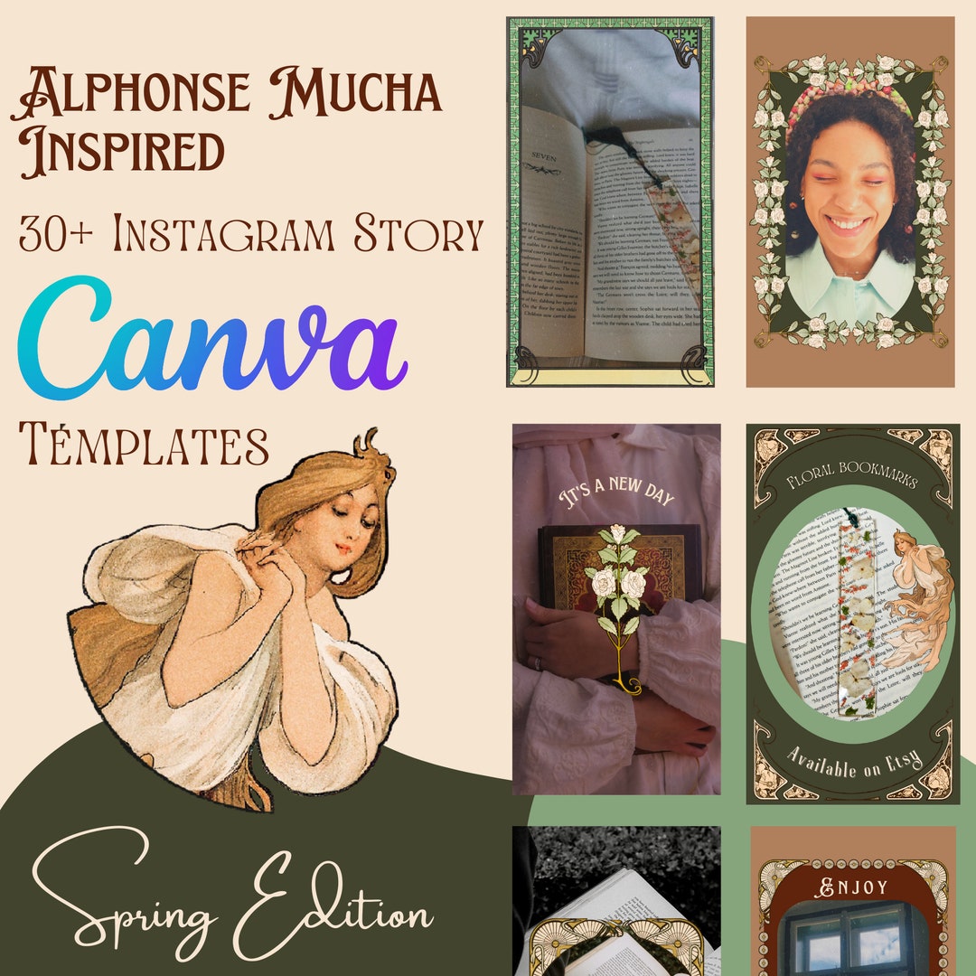 Alphonse Mucha Inspired Instagram Story Templates spring - Etsy