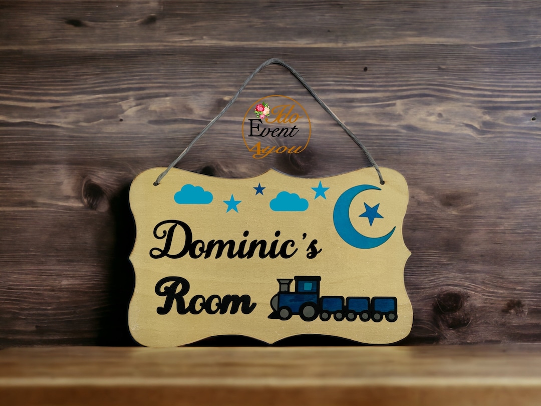 Personalised Wooden Kids' Room Door Sign Laser-cut Designs Custom Name ...