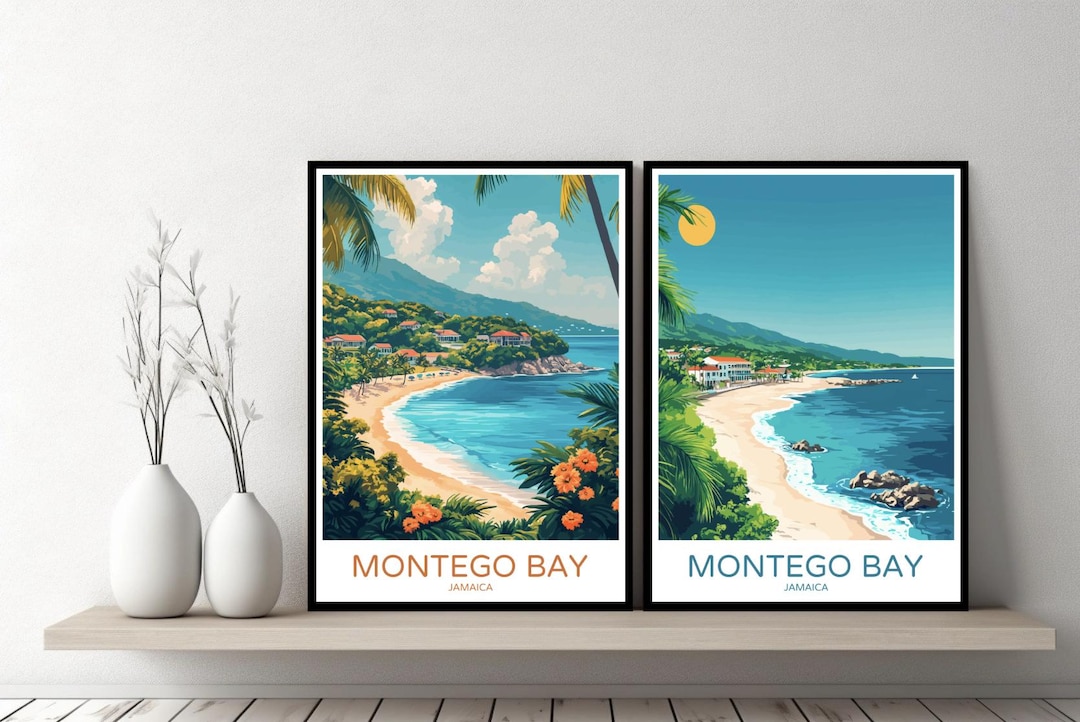 Montego Bay Jamaica Poster Travel Print Montego Bay St. James Beach ...