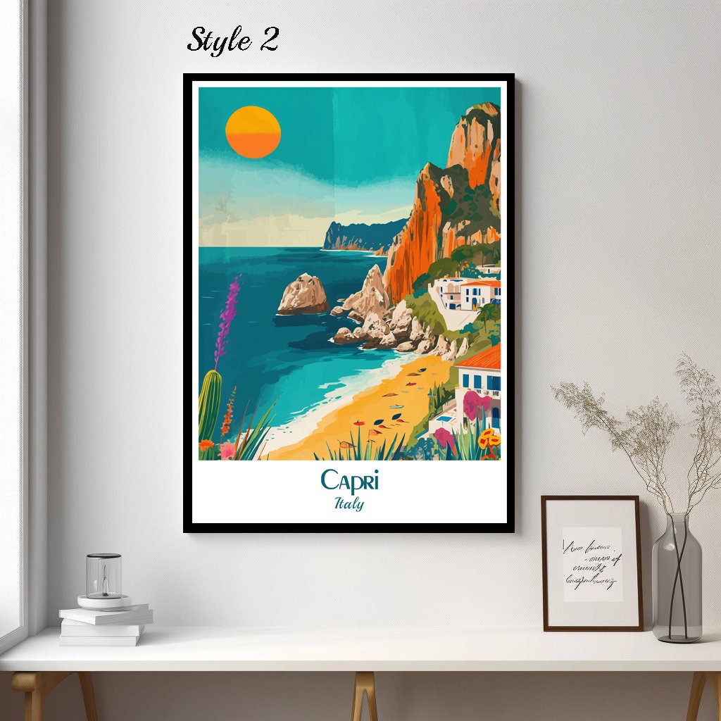 Capri Italy Poster Travel Italy Naples Campania Capri Print Canvas ...