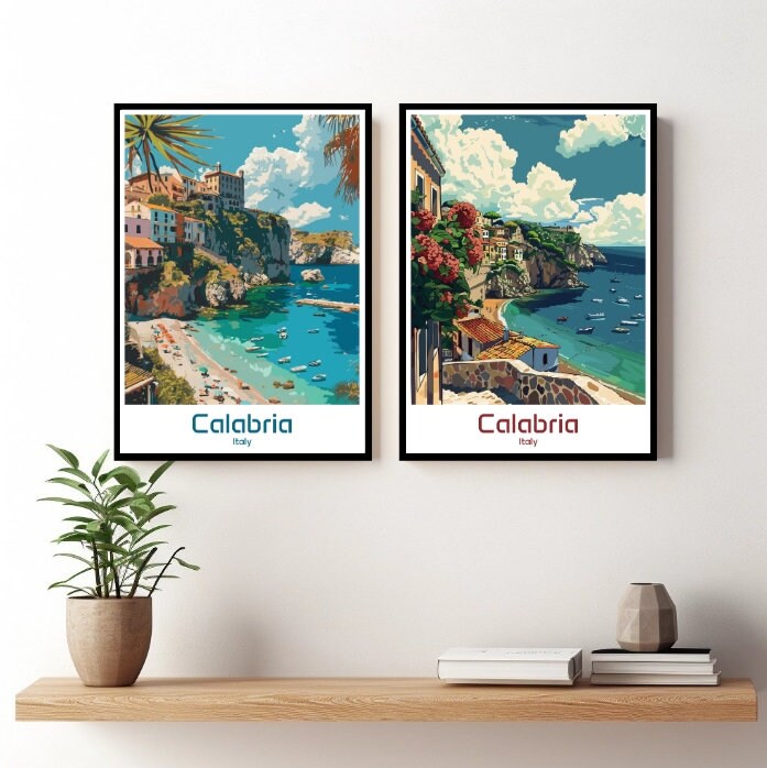 Calabria Italy Travel Poster Print Hurghada Italian Boot Canvas Poster ...