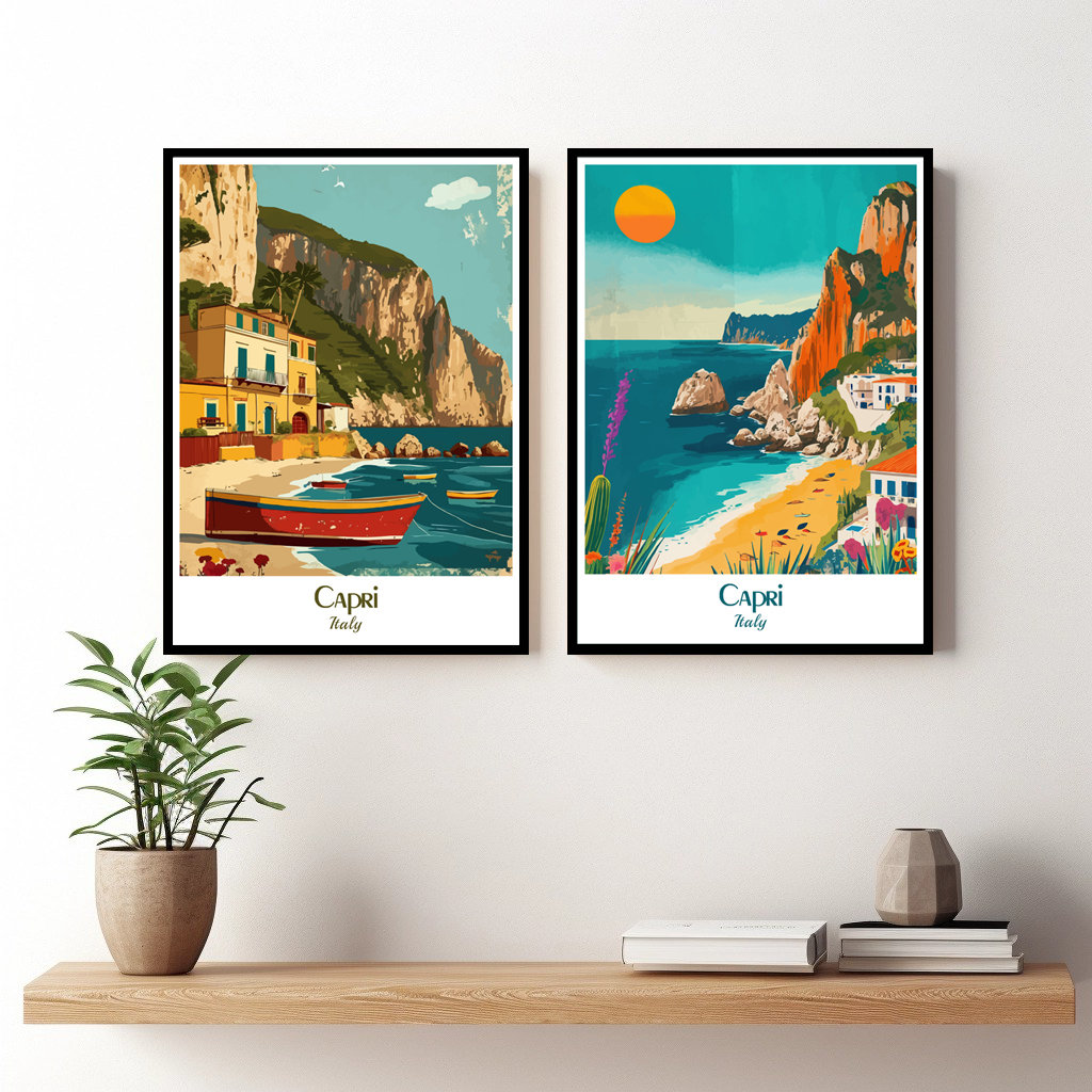 Capri Italy Poster Travel Italy Naples Campania Capri Print Canvas ...