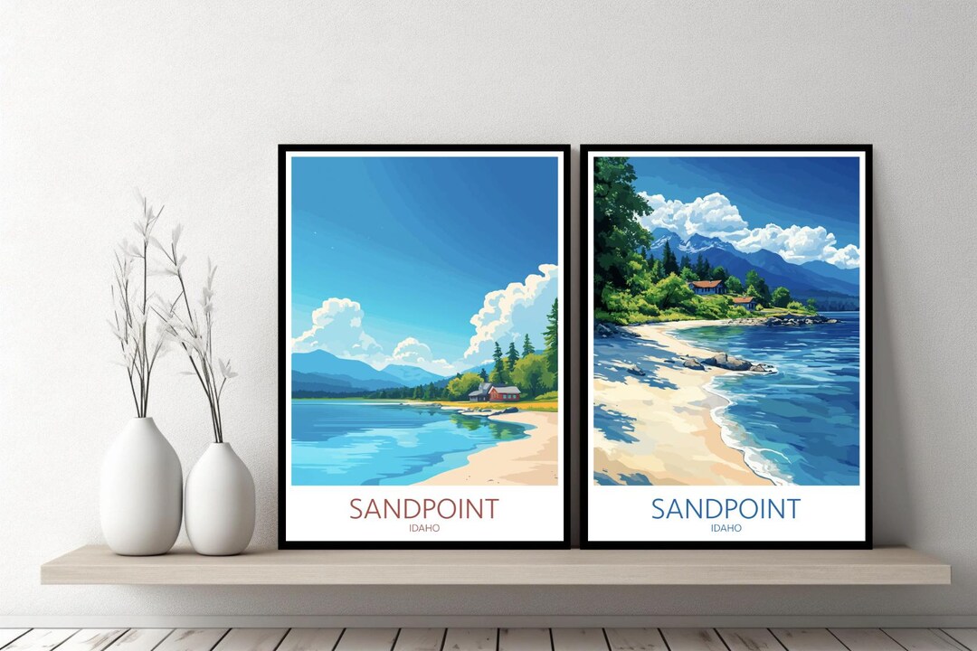 Sandpoint Idaho Poster Travel Print United States Sandpoint Bonner ...