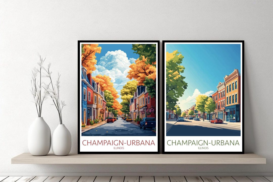 Champaign-urbana Illinois Poster Travel Print Chicago United States ...