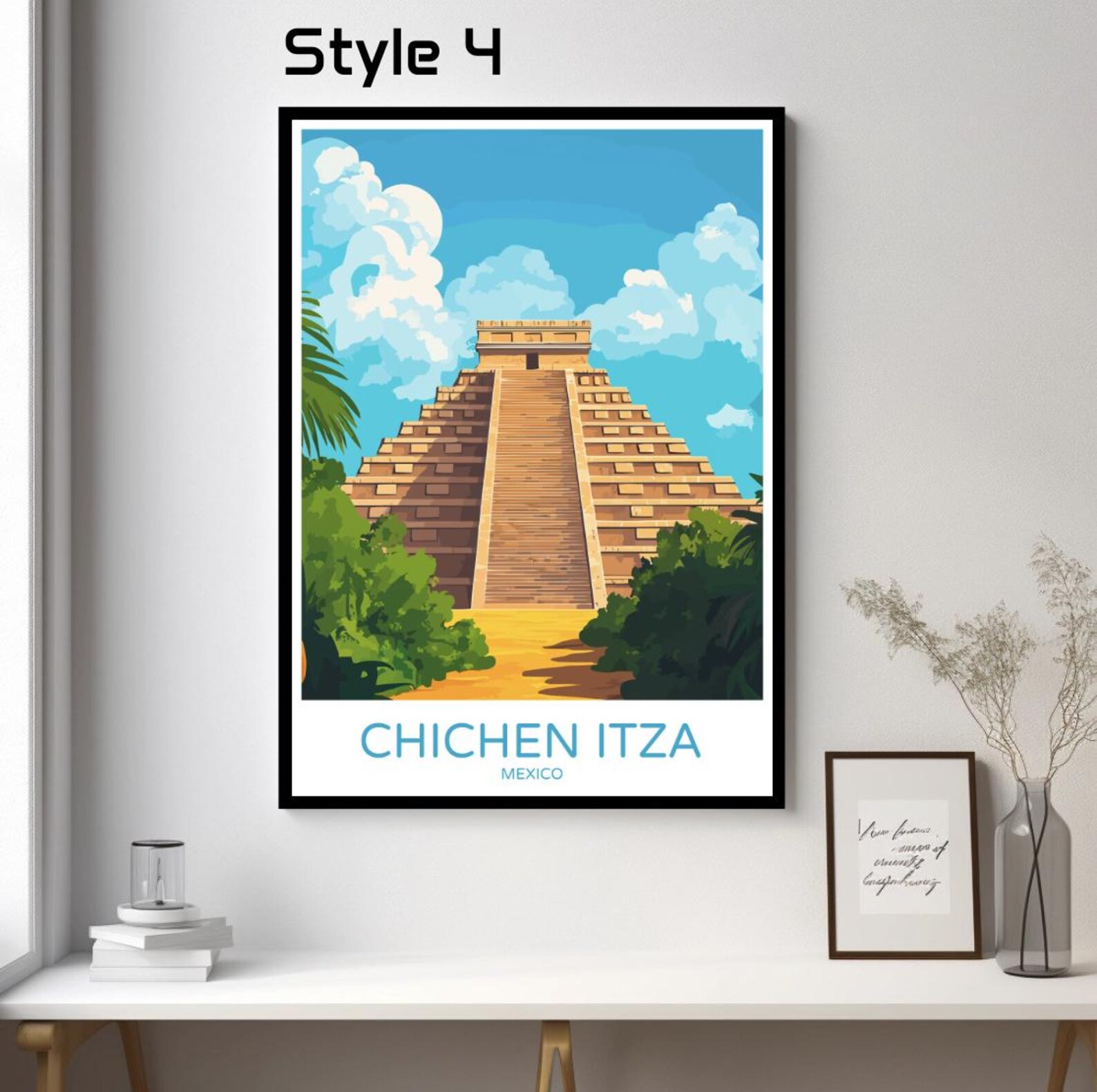 Chichen Itza Mexico Poster Travel Print Mexico Chichen Itza Maya City ...