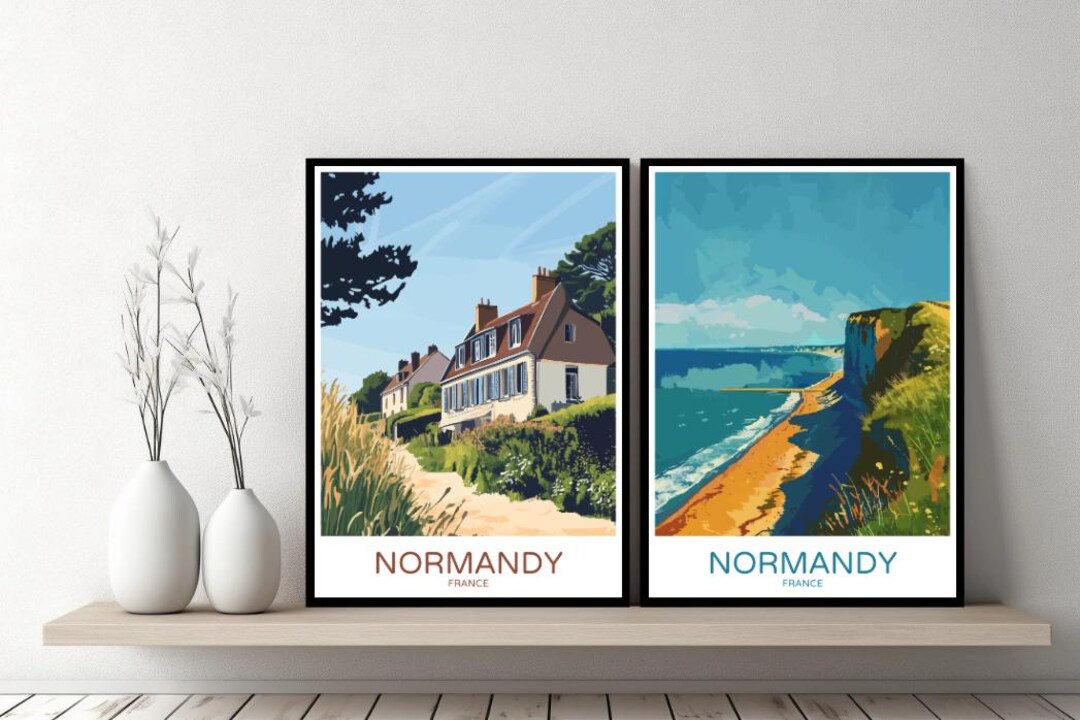 Normandy France Poster Travel Print Normandy Mont-saint-michel Canvas ...